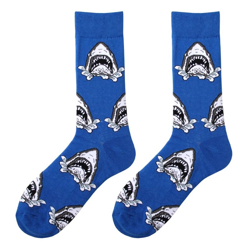 Great White Shark on Blue Crazy Socks – Crazy Sock Thursdays