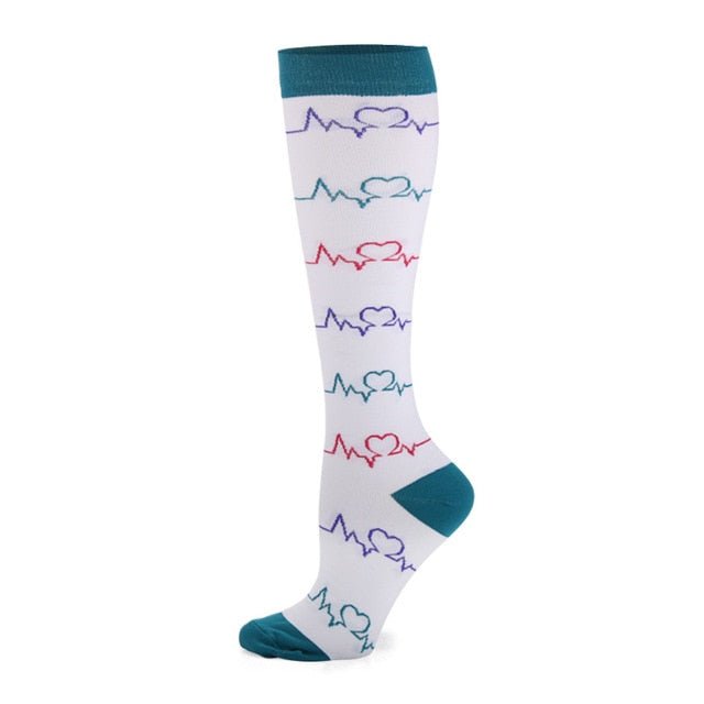 White Heart Beat High Compression Socks – Crazy Sock Thursdays